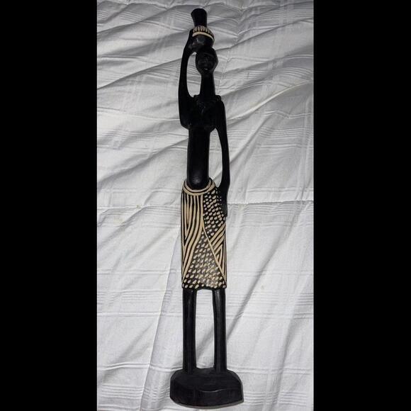 Design | Vintage 17 Tall Handcrafted Wooden African Kenya Women Statue ...